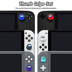 Switch Thumb Grips Joystick Caps Compatible with SteamDeck/Nintendo Switch/OLED/Lite Controller Accessories, FUNLAB Cute Silicone Analog Stick Cover - 6PCS Astronauts