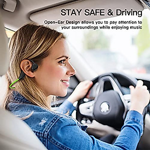 VRIFOZ Wireless Headphones Open Ear Headphones, Air Conduction Bluetooth Headphones with Microphone, Sports Headphones Sweat Resistant, IPX7 Waterproof Headset for Cycling, Hiking, Outdoor