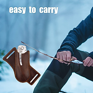 Knife Sheath,Belt Buckle Knife Sheath,Leather Knife Sheaths for Belt,Pocket Knife Folding EDC Belt Knife Holster,Open Top Knife Belt Leather Sheath for 5 inch Folding Knife.Gift for Men. (Style#1)