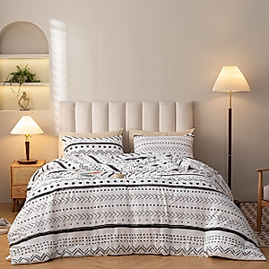 Smoofy Aztec White Bedding Sets Queen Size, Folkloric Art Pattern Boho Aztec Comforter Set with Soft Microfiber Fill Bedding, 1 Comforter 2 Pillowcases