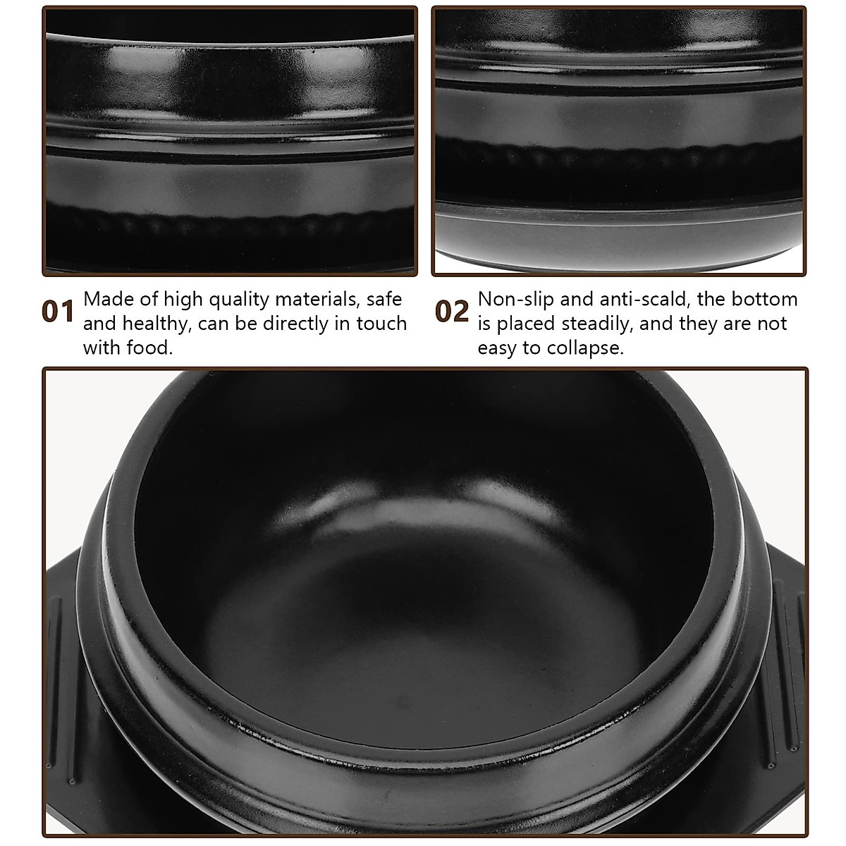 Ramen Bowl Ramen Bowl Korean Ramen Pot Korean Ceramic Cooking Bowl: Korean Cooking Pot with Tray Dolsot Sizzling Hot Pot Home Kitchen Cookware for Bibimbap Soup Bowl Stoneware Clay Soup Pot