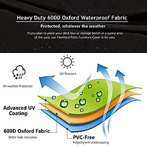 Flexiyard Outdoor Sofa Cover, Patio Loveseat Sofa Cover Waterproof 3-Seater Patio Bench Cover, Durable All Weather Patio Furniture Covers for Small Garden Lounge Chair with Air Vents and Handles