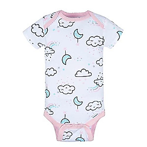 Gerber Baby 8-Pack Short Sleeve Onesies Bodysuits, Clouds, 0-3 Months