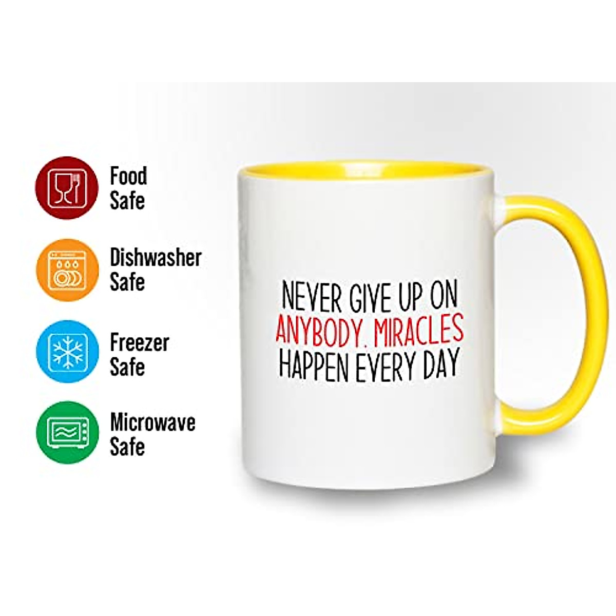 Bubble Hugs Nurse 2Tone Yellow Mug 11oz - Never give up - Labor Clinical Certified Nursing Assistant Surgical Emergency Oncology Practitioner