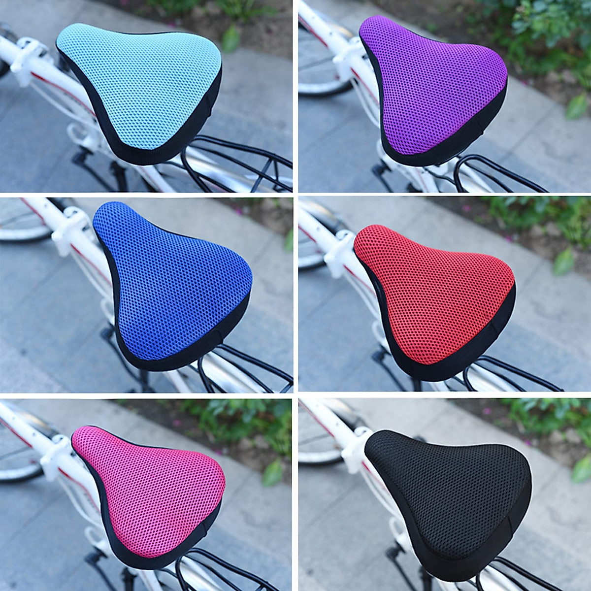 Yirepny Thicken Bicycle Seat Cover Breathable Honeycomb Design High Strength Bike Cushion Cover for Men Everyone, Fits Spin, Stationary, Cruiser Bikes, Indoor Cycling Black