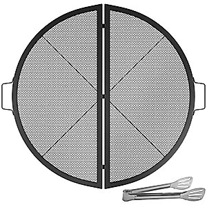VEVOR Fire Pit Cooking Grill Grate 36 Inch, Foldable Round Cooking Rack, Heavy Duty X-Marks Campfire BBQ Grill with Portable Handle & Support Wire for Outdoor Picnic Party & Gathering, Black