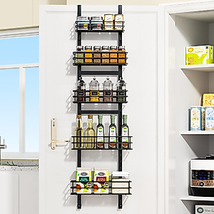 Vetacsion Pantry Door Organizer 12 Inch Wide, 5 Tier Hanging Adjustable Over the Door Spice Rack For Narrow Space