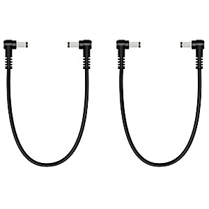 Fancasee (2 Pack 1 ft 5.5mm x 2.1mm 90 Degree Right Angle Male to Male Right Angle DC Power Adapter Cable Cord for IP Camera CCTV Surveillance Security Camera LED Strip DVR Router Invoice Printer