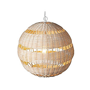 Globe Electric 61015 1-Light Pendant, Natural Woven Twine, Designer White Cloth Cord, Bulb Included