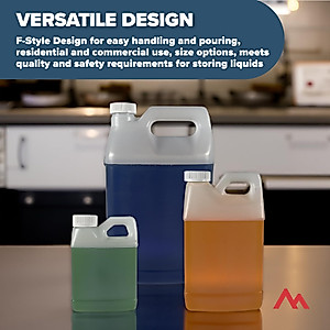 Pinnacle Mercantile Premium F-Style Bottles Set - Leak-Proof Design, Durable HDPE Plastic, Ideal for Chemicals, Oils, and Liquids 64oz pack of 3