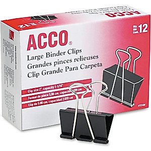 ACCO Binder Clips, Large, 1 Box, 12 Clips/Box (72100)