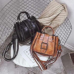 Womens Handbag Large Capacity, PU Leather Satchel Purse, Tote Crossbody Shoulder Bag Black