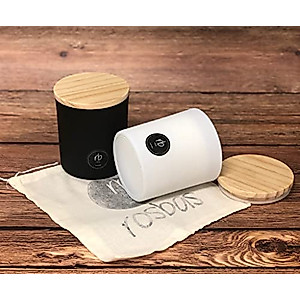Rosbas Candle, Cinnamon Vanilla Scented, Natural Soy Wax, Black Glass Jar, Wooden Lid, 7 oz, Cotton Wick, Drawstring Cotton Bag, Long Burn Time, Home, Non-Toxic, Handmade in The USA