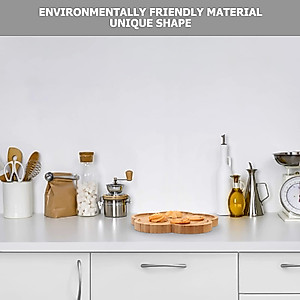 Angoily Dessert Trays Wooden Serving Tray Flower Shaped Dessert Plate Food Serving Platter Dinner Plate Appetizer Plates for Steak Fish Snack Seafood Cooking Baking Yellow Cookie Cake Pan