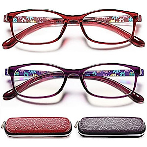 EYEURL Reading Glasses Womens Blue Light Blocking - 2 Pack Ladies Blue Screen Readers Lightweight Eyeglasses Choose Your Magnification +2.5