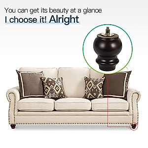 CtopoGo Wooden Round Gourd Furniture Legs 4 Inch Set of 4 Mid-Century Modern Sofa Couch Chair Armchair Night Stand Recliner Dresser Cabinet Feet Legs with Pre-Drilled Bolts (4" / 10cm, Walnut)