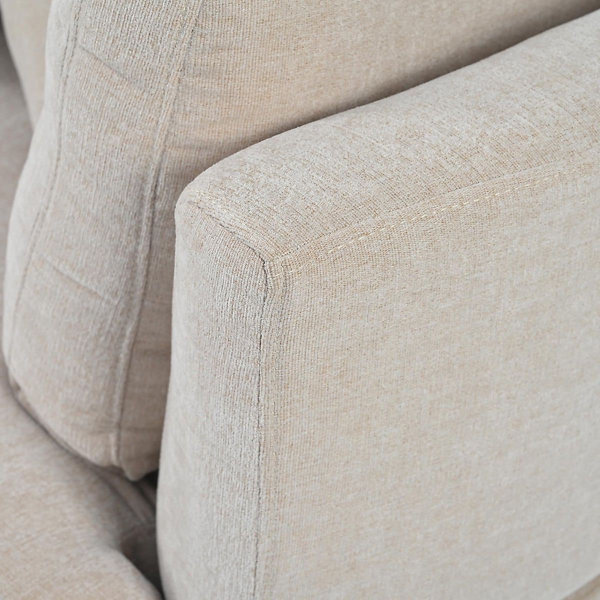 HanStrong Curved Sofa, 111.4" 3 Seat Sectional Sofa Modern Upholstered Couch with Three Pillows for Living Room, Study Room, Apartment, Beige