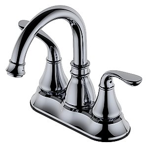 Derengge Two-Handle Bathroom Faucet,Lavatory Bathroom Sink Faucet with Overflow Pop up Drain,4 Inch Centerset Faucet,Polished Chrome Finished,F-4505FS-CP