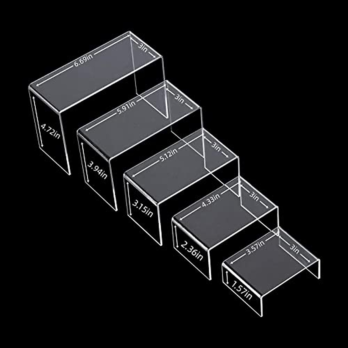 HLYU 10 Pcs Acrylic Display Risers(3",4",5",6",7"),Perfume Stand,Cup Stand,Dessert Stand,Figure Display Stand,Cake Stand (Clear)