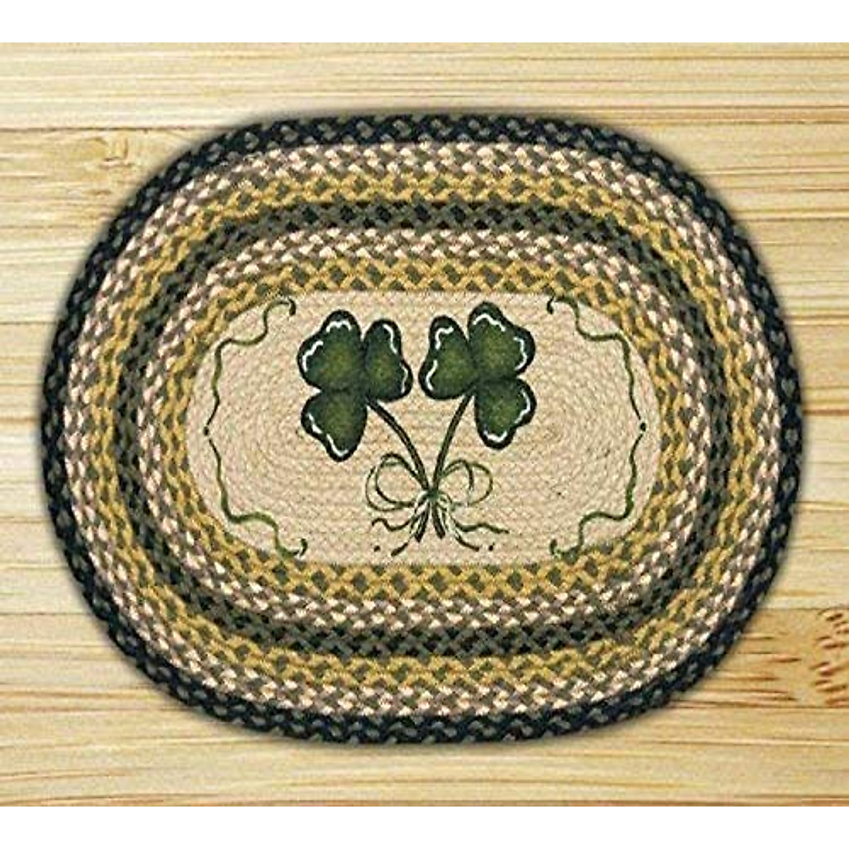 Earth Rugs Shamrock Design Rug, 20" x 30", Black/Mustard/Crème