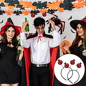 Yunlly 6 Pcs Ladybug Costume Accessories - Sequined Boppers, Red Sequin Head Accessory for Halloween Cosplay Party Favors - Men's and Women's Party Accessories