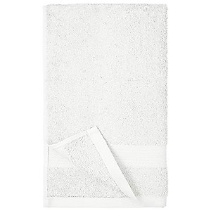 Amazon Basics Fade-Resistant Cotton Hand Towel - 6-Pack, White, 12" L x 7" W