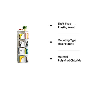 Arcwares Upgraded 4 Tier Rotating Bookshelf 360 Degrees, Stackable Shelves Bookshelf Organizer, Storage Display Rack Floor Standing Shelves, for Home Office Living Room Study (51"x18"x18")