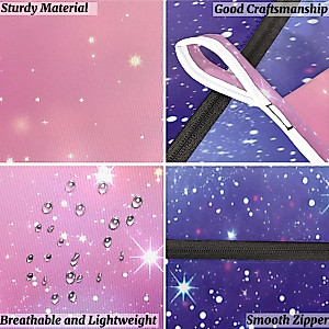 Xosoxruk Pink Purple Glitter Hanging Laundry Hamper Bag, Over the Door Laundry Basket with Hooks, Foldable Wall Hanging Laundry Bag, Hanging Hamper for Laundry Bathroom