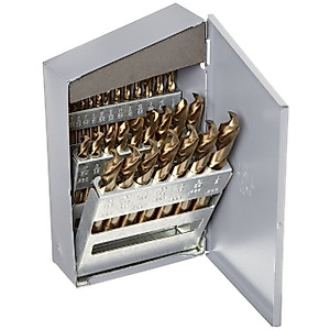 Chicago Latrobe 69853 559 Series Cobalt Steel Short Length Drill Bit Set In Metal Case, Gold Oxide Finish, 135 Degree Split Point, Inch, 29-piece, 1/16" - 1/2" in 1/64" increments