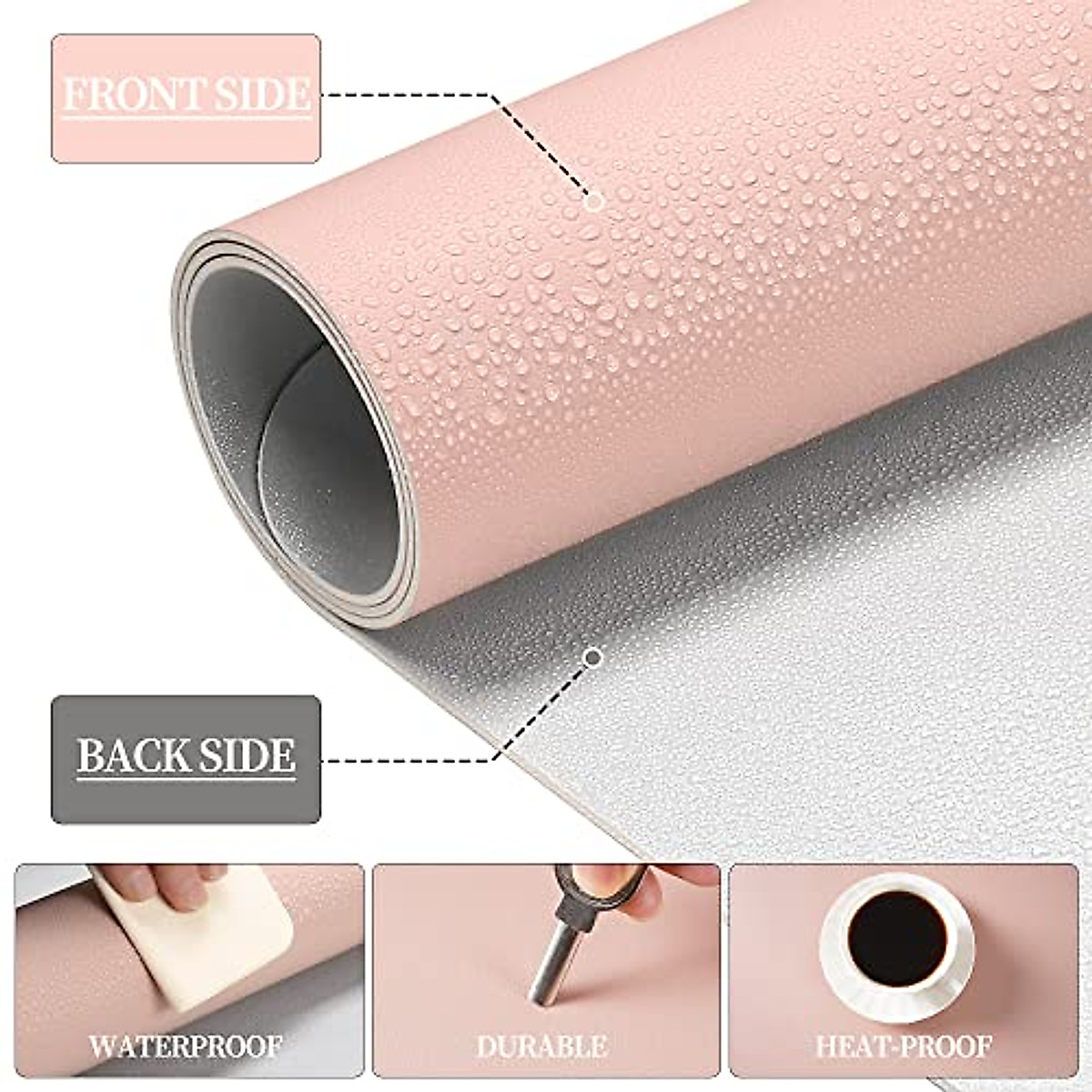 Yikda Dual-Sided Leather Mouse pad Desk mat, PU Leather Desk pad Large Mouse pad, Waterproof Desk Mat for Desktop （31"x15.7" Pink/Silver