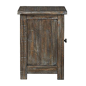 Signature Design by Ashley Danell Ridge Rustic Chair Side End Table with Double Cabinet Doors and 1 Storage Shelf, Brown