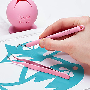 iVyne Berry and Silicone Weeding Tools for Vinyl, Suction Vinyl Weeding Scrap Collector Holder, Craft Tweezer, Weeder, Vinyl Weeding Tool Kit for Cricut, Silhouette Accessories Scrap Storage - Pink