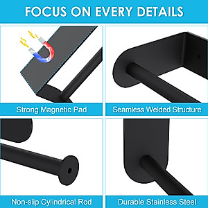 Magnetic Paper Towel Holder - Multifunctional Towel Bars with Magnetic Backing - Sticks to Any Ferrous Surface - Black Paper Towel Rack for Kitchen, Work Benches, Refrigerator, Grill, Fridges, Garage