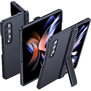 TORRAS Armor Stand Galaxy Z Fold 4 Case, [MIL-Grade Hinge Protection] [Invisible Kickstand for Full Screen Viewing], Matte Hard Case Slim Protective Designed for Samsung Galaxy Z Fold 4 Case Black