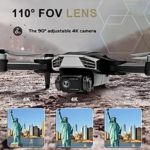 Drones with Camera for adults 4K - Toys Gifts for Kids, Adults, Beginner - RC Quadcopter WiFi FPV Live Video, Foldable, Carrying Case, Adjustable Lens, One Key Take Off/Land, Brushless Motor