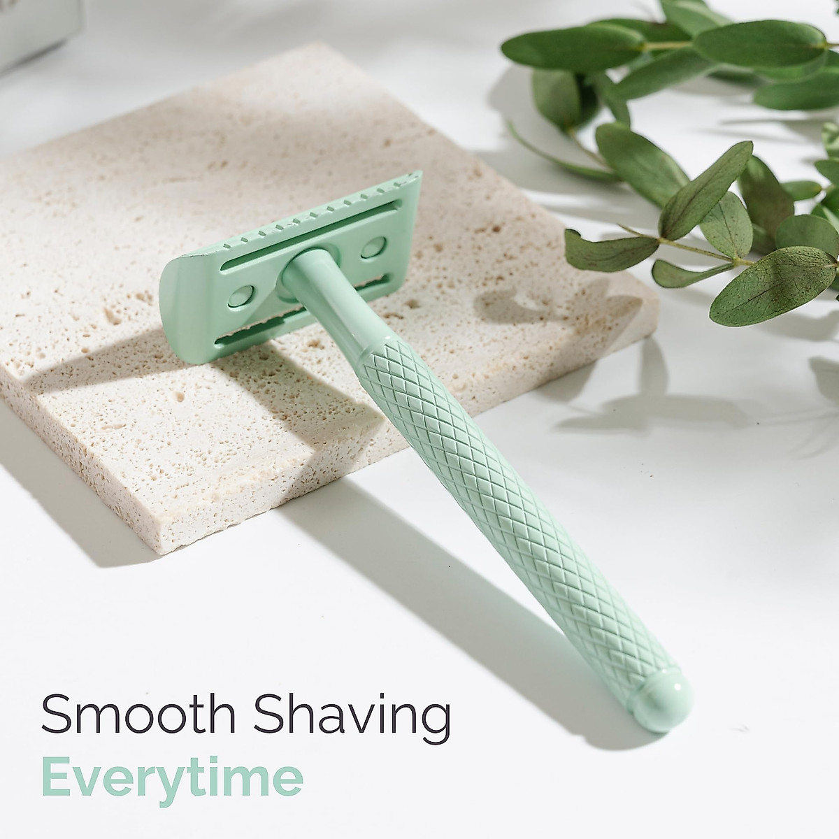 Jungle Culture Safety Razor with 10 Double Edge Blades • One Blade Metal Razors for Women & Men for Body & Face • Eco Friendly & Reusable Shaver • Green