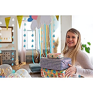 Yzurbu 24 Strings Raindrop Garland Decorations, Paper Hanging Rain Drops Decor Pieces for Baby Shower, Party and Centerpieces Decoration - Blue