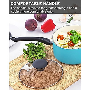 Cook N Home 10-Piece Ceramic Nonstick Cookware Set - Pots, Pans, Dutch Oven, Saucepans, Frying Pans and Lids - Turquoise