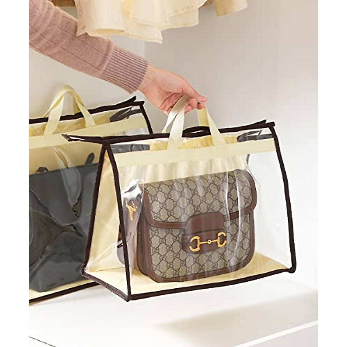 CINPIUK 8 Pack Handbag Dust Bags Clear Purse Storage Organizer for Closet, Hanging Zipper Storage Bag for Handbags