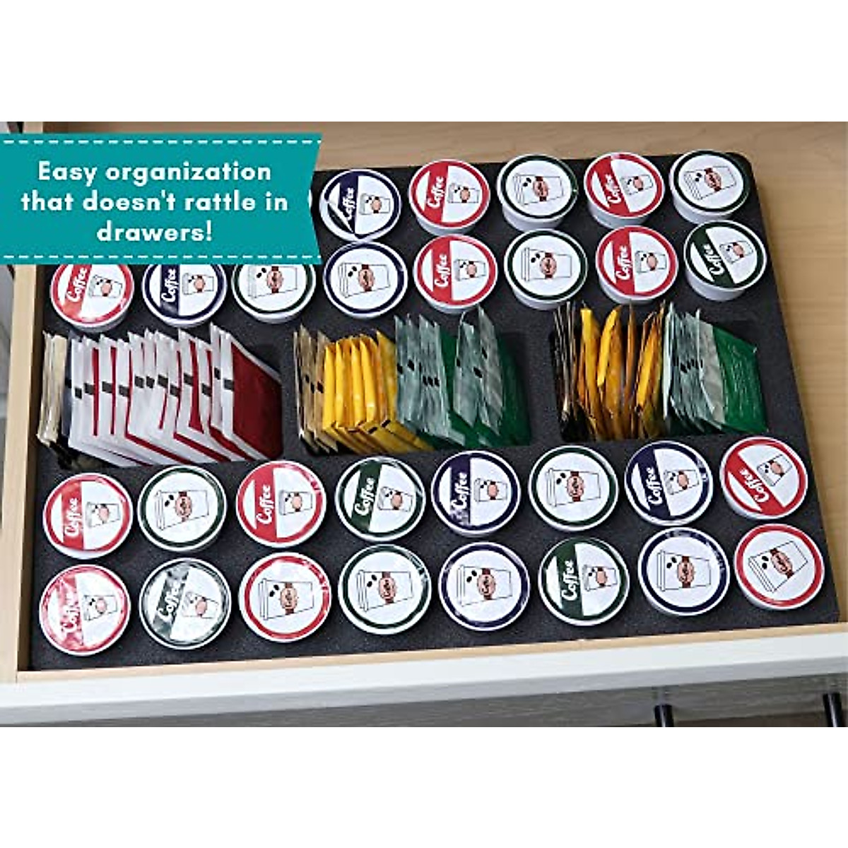 Polar Whale Coffee Pod and Tea Bag Storage Organizer Tray Drawer Insert for Kitchen Home Office 12.6 x 17.9 Inches Holds 32 Compatible with Keurig K-Cup