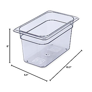 Carlisle FoodService Products Plastic Food Pan 1/4 Size 6 Inches Deep Clear