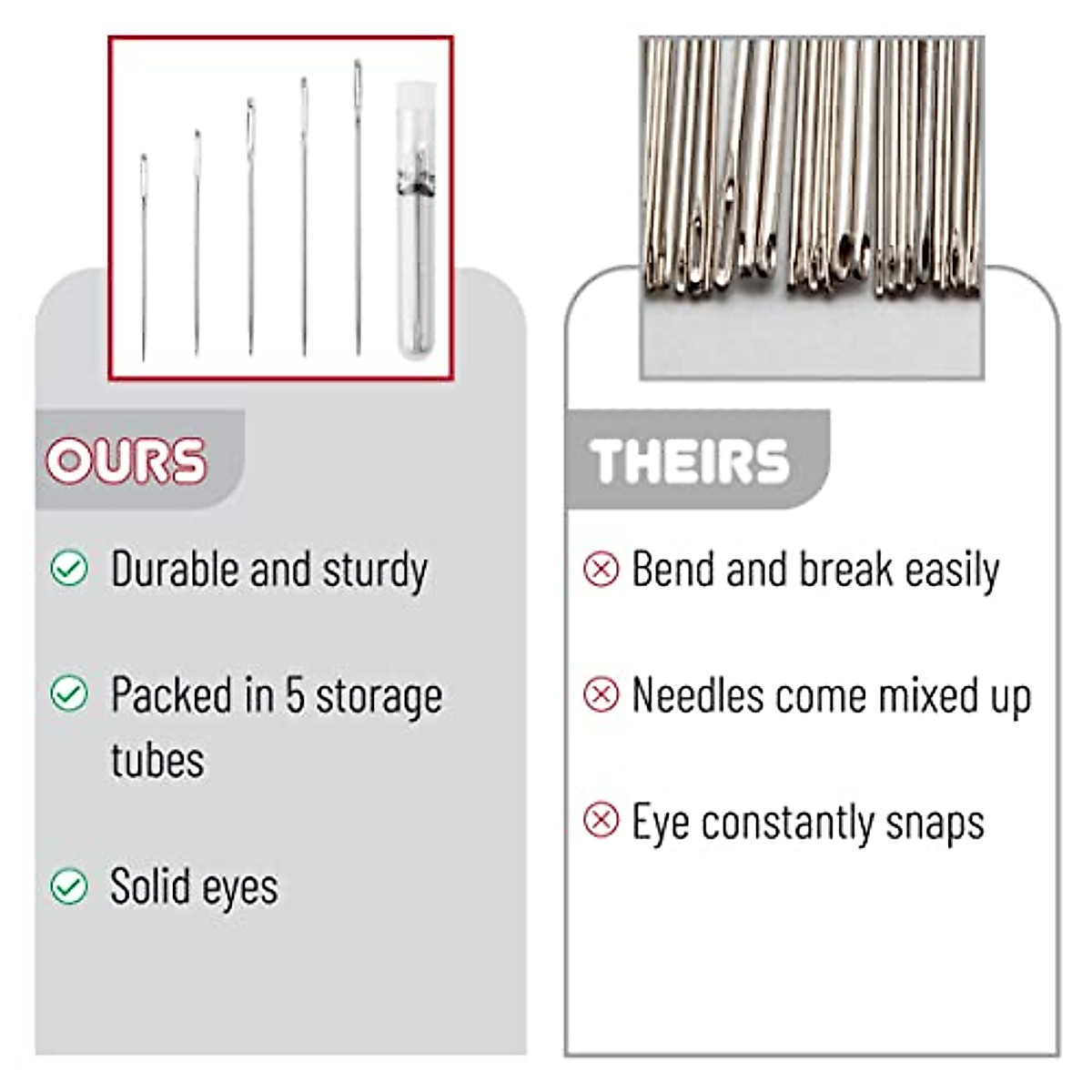 Mr. Pen- Large Eye Needles for Hand Sewing, 50 Pack, Assorted Sizes, Sewing Needles, Needles, Needles for Sewing, Embroidery Needles for Hand Sewing, Sewing Needles Large Eye, Big Eye Needle