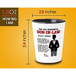 Son in Law Personalized Shot Glass 1.5 oz - For Our Wonderful - Custom Name Sarcasm Birthday Wedding Anniversary Mother in Law Daughter