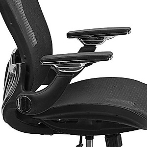 Flash Furniture Sam Mid-Back Transparent Black Mesh Executive Swivel Ergonomic Office Chair with Synchro-Tilt & Height Adjustable Flip-Up Arms