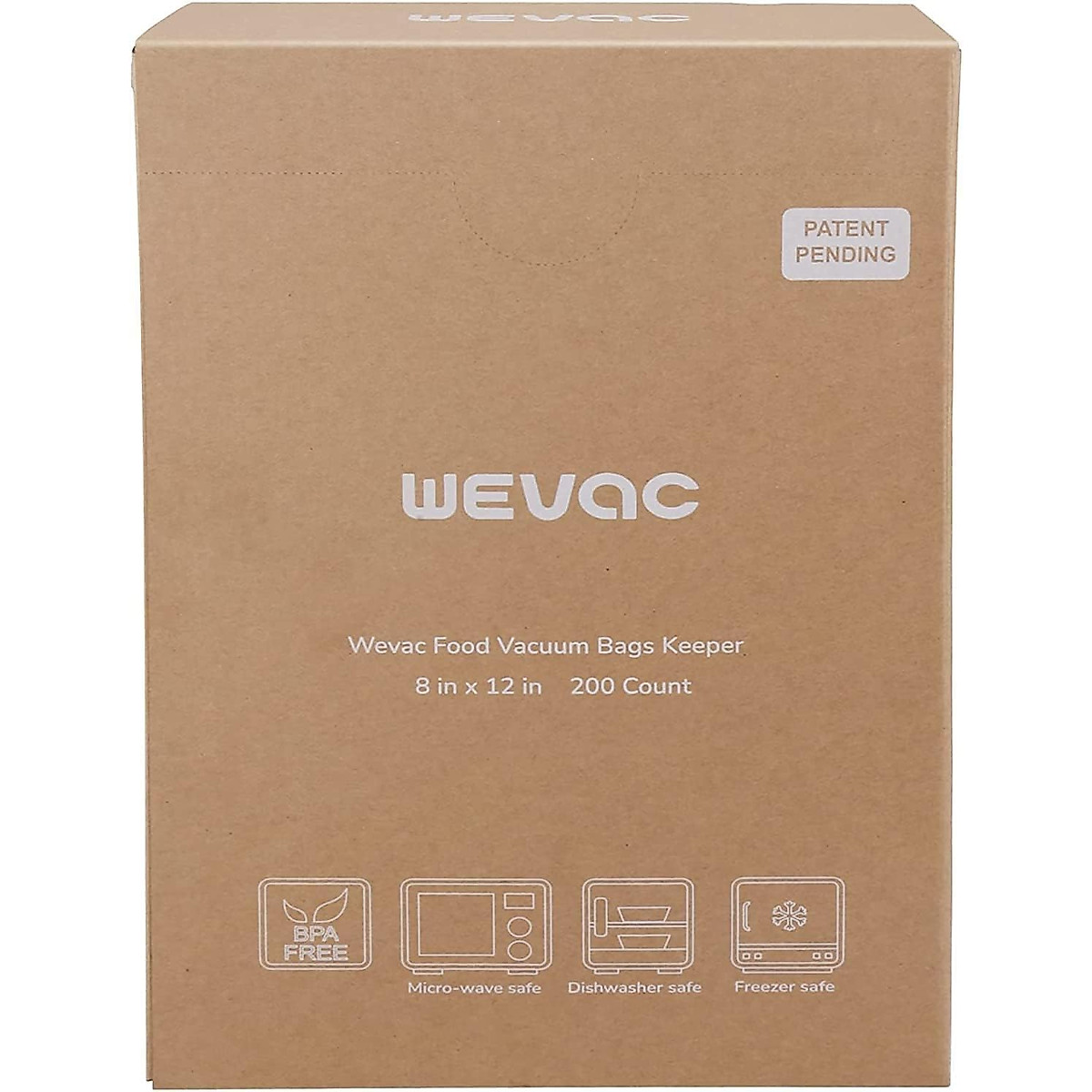 Wevac 8” x 12” 200 Count Food Vacuum Sealer Bags Keeper, PreCut Quart, Ideal for Food Saver, BPA Free, Commercial Grade, Great for storage, meal prep and Sous Vide