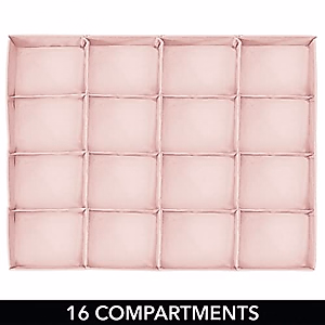 mDesign Soft Fabric Dresser Drawer and Closet Storage Organizer for Child/Kids Room and Nursery - Large 16 Section Organizer - Polka Dot Print, 2 Pack - Pink/White
