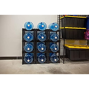 Bottle Buddy Water Racks - 3 and 5 Gallon Bottles - 12-Tray Jug Storage System - Free-Standing Organizer for Home, Office, Kitchen, Warehouse - Black