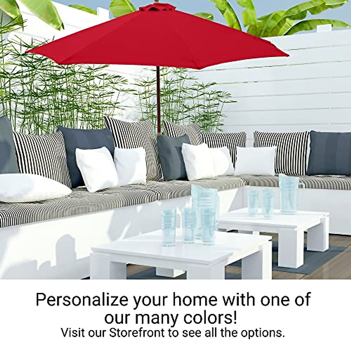 Formosa Covers 9ft Umbrella Replacement Canopy 6 Ribs in Red (Canopy Only)