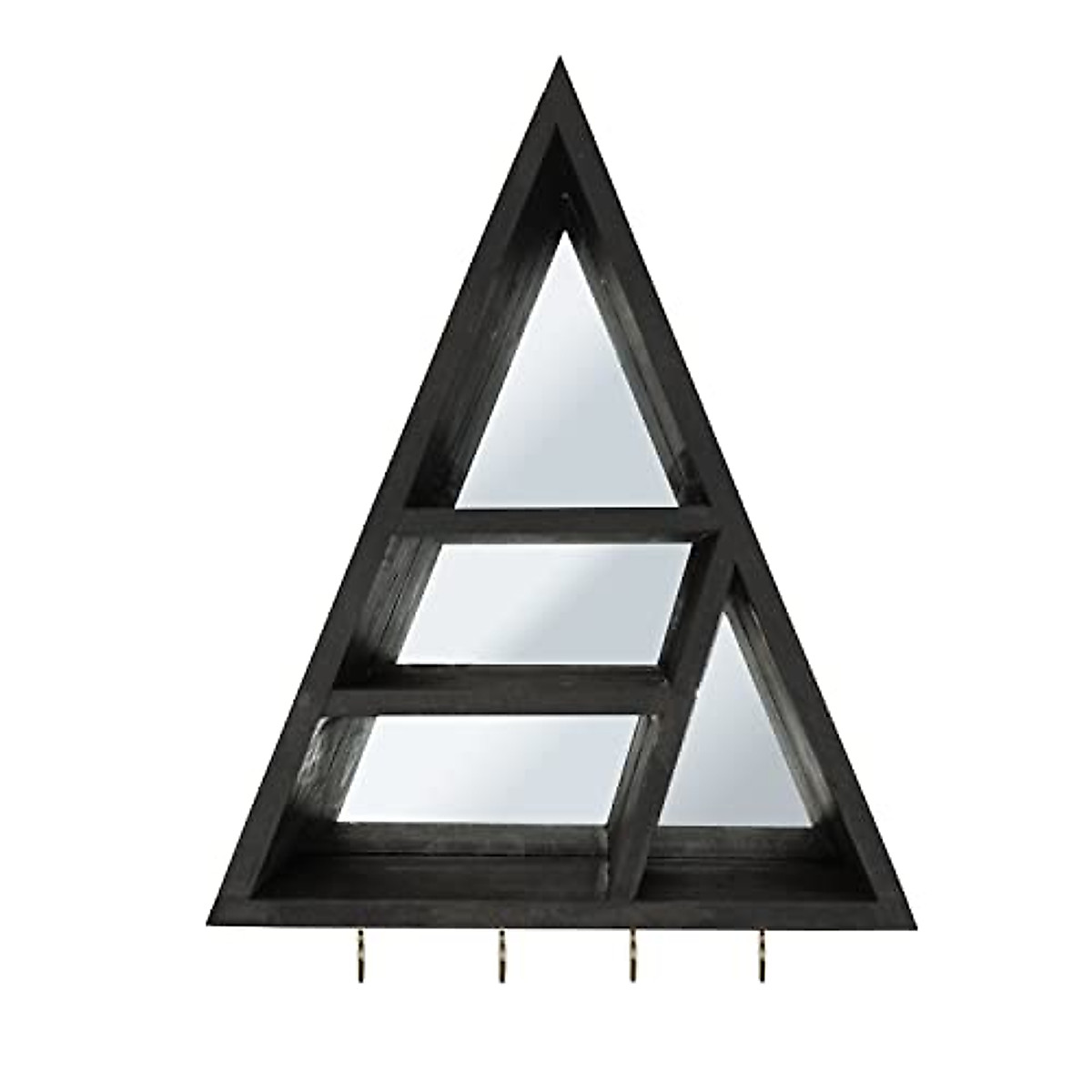 Triangle Shelf - Crystal Display Shelf for Holding Crystals & Home Trinkets, Rustic Wooden Wall Mounted Crystal Geometric Triangle Shaped Shelf
