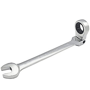 FOCMKEAS 1/2 Inch Flex-Head Ratcheting Combination Wrench SAE 72 Teeth 12 Point Ratchet Box Ended and Open End Spanner Tools, Flexible Head Gear Wrench, Heat-Treated CR-V